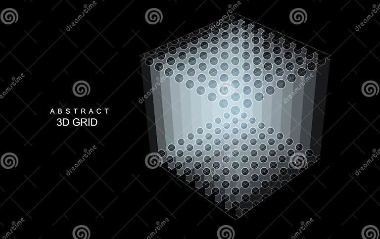 Abstract 3D Grid Cube from Circles and Lines. 3D Technology Design ...