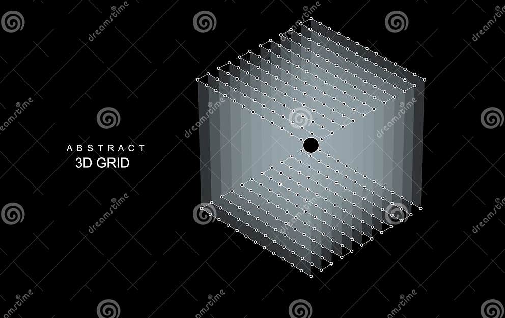 Abstract 3D Grid Cube. from Circles and Lines. 3D Technology Design ...