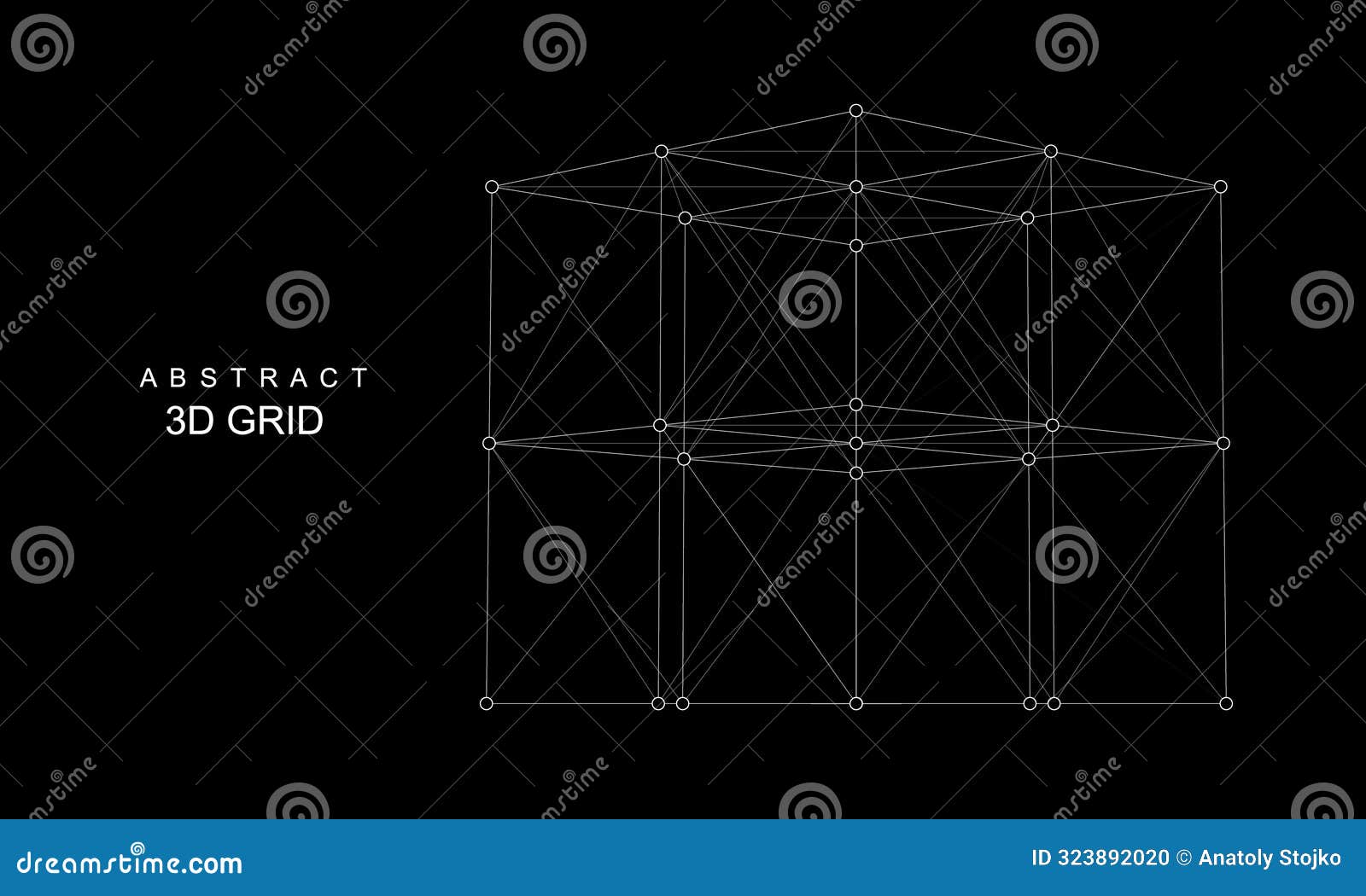 Abstract 3D Grid Cube. from Dots and Lines. Primitive Object. 3D ...