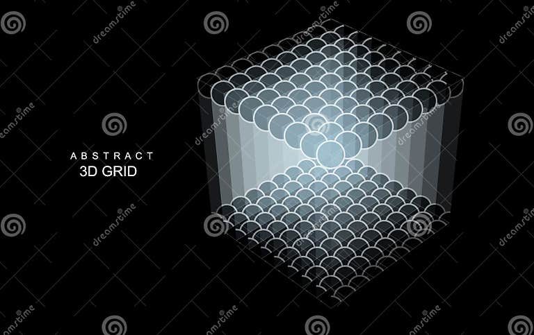 Abstract 3D Grid Cube. from Dots and Lines. Primitive Object. 3D ...
