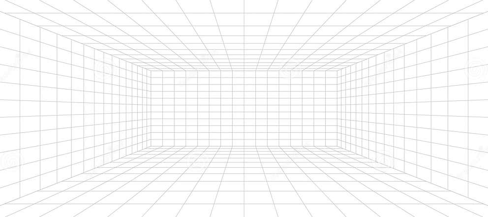 Abstract 3d Grid Room Structure Wireframe Template Design Stock Vector ...