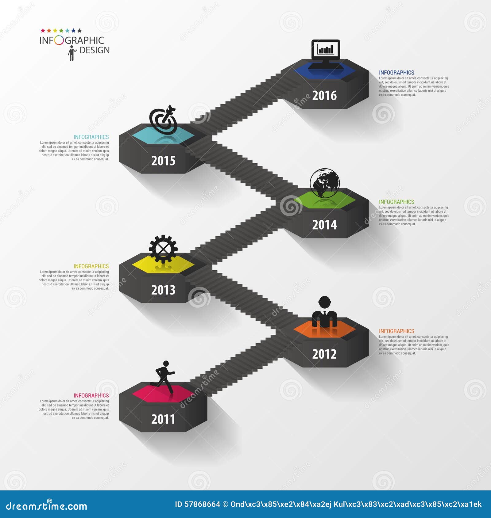 Abstract 3d Hexagon Infographics or Timeline Template. Vector ...
