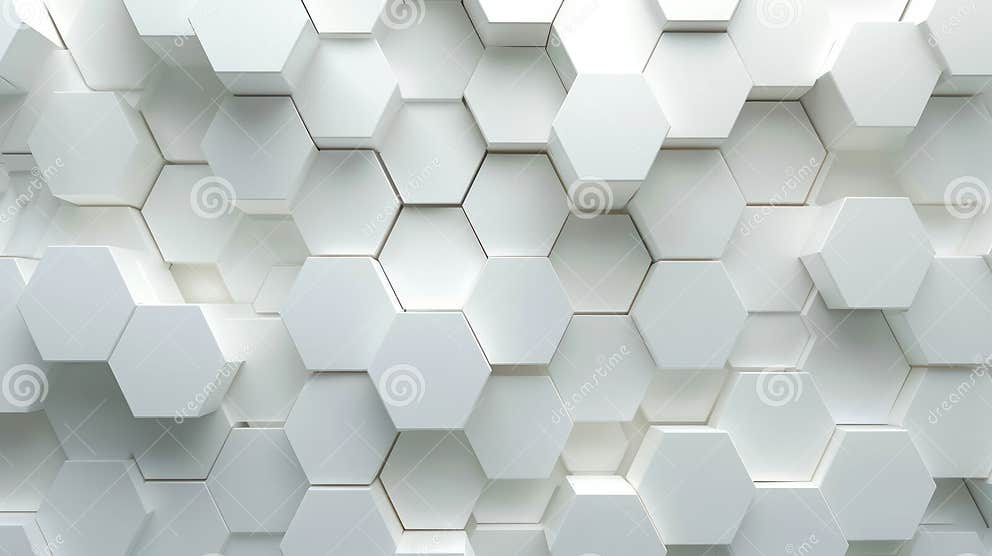 Abstract 3D Hexagonal White Pattern Background. Modern Geometric Surface with Hexagons in ...