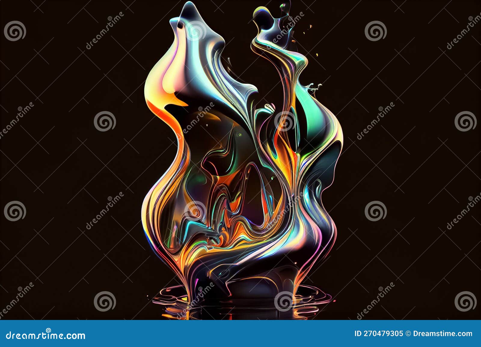 Abstract 3d Holographic Gradient Drop on Dark Background. Generative Ai ...