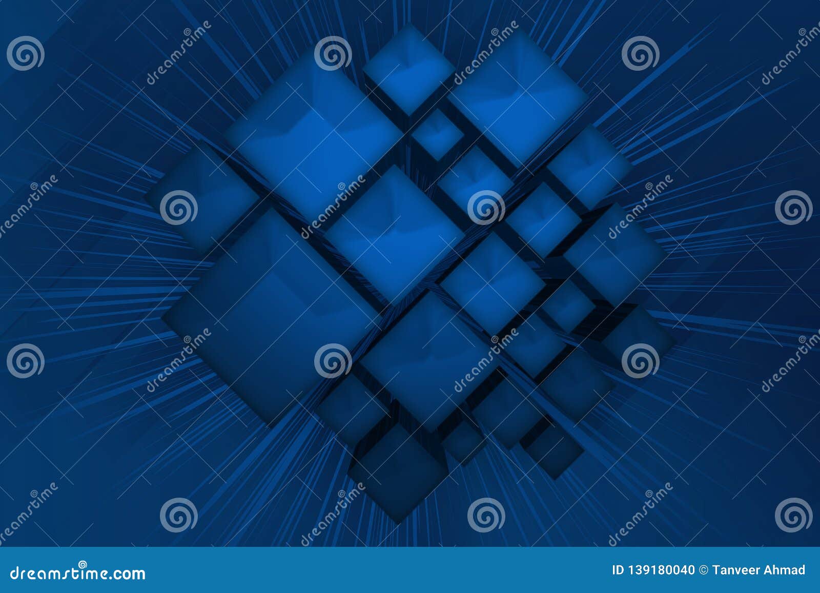 Abstract 3d Illustration of Blue Boxes Background, Technological Theme ...