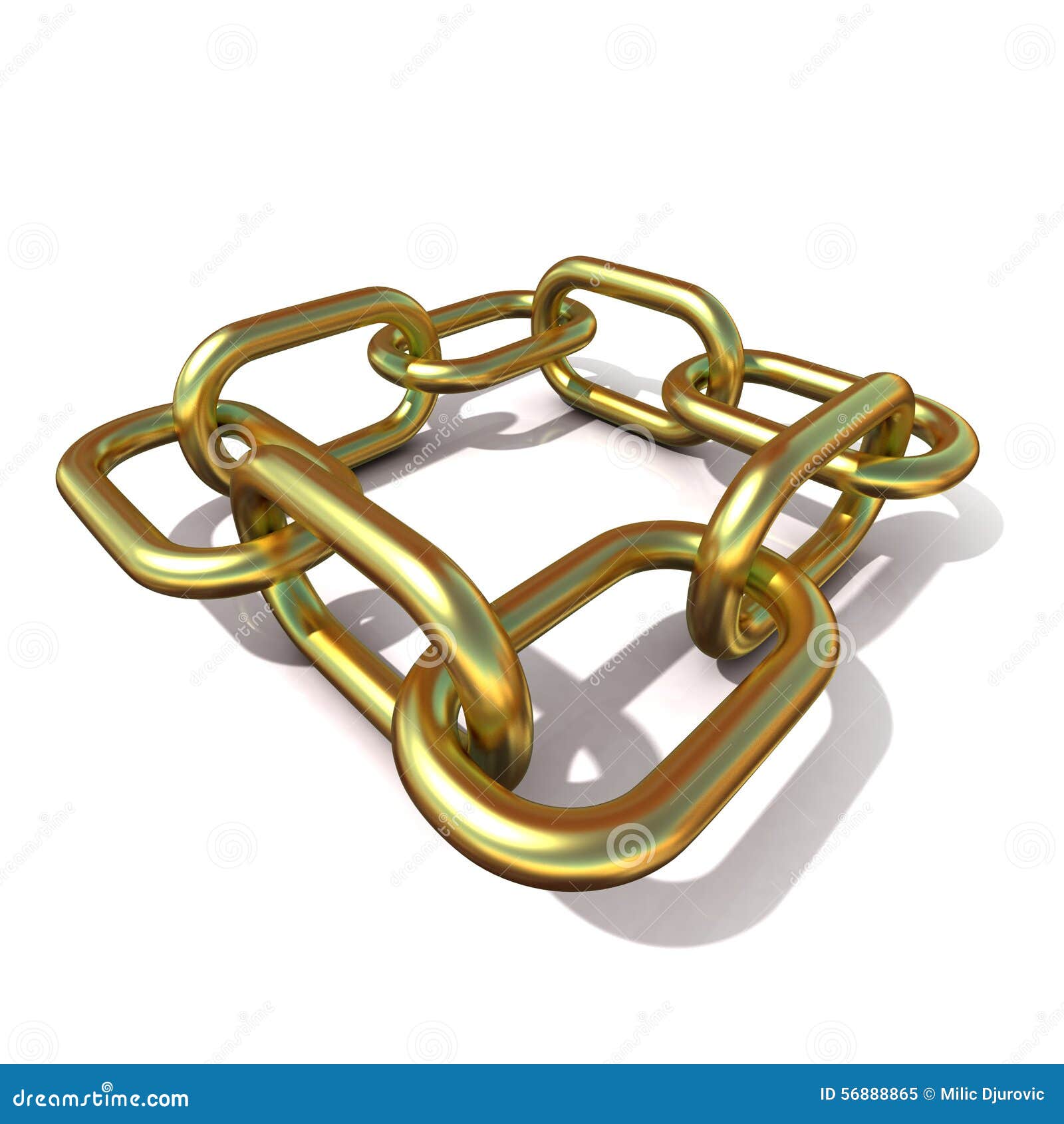 Abstract 3D Illustration of a Brass Chain Link. Front View Stock ...