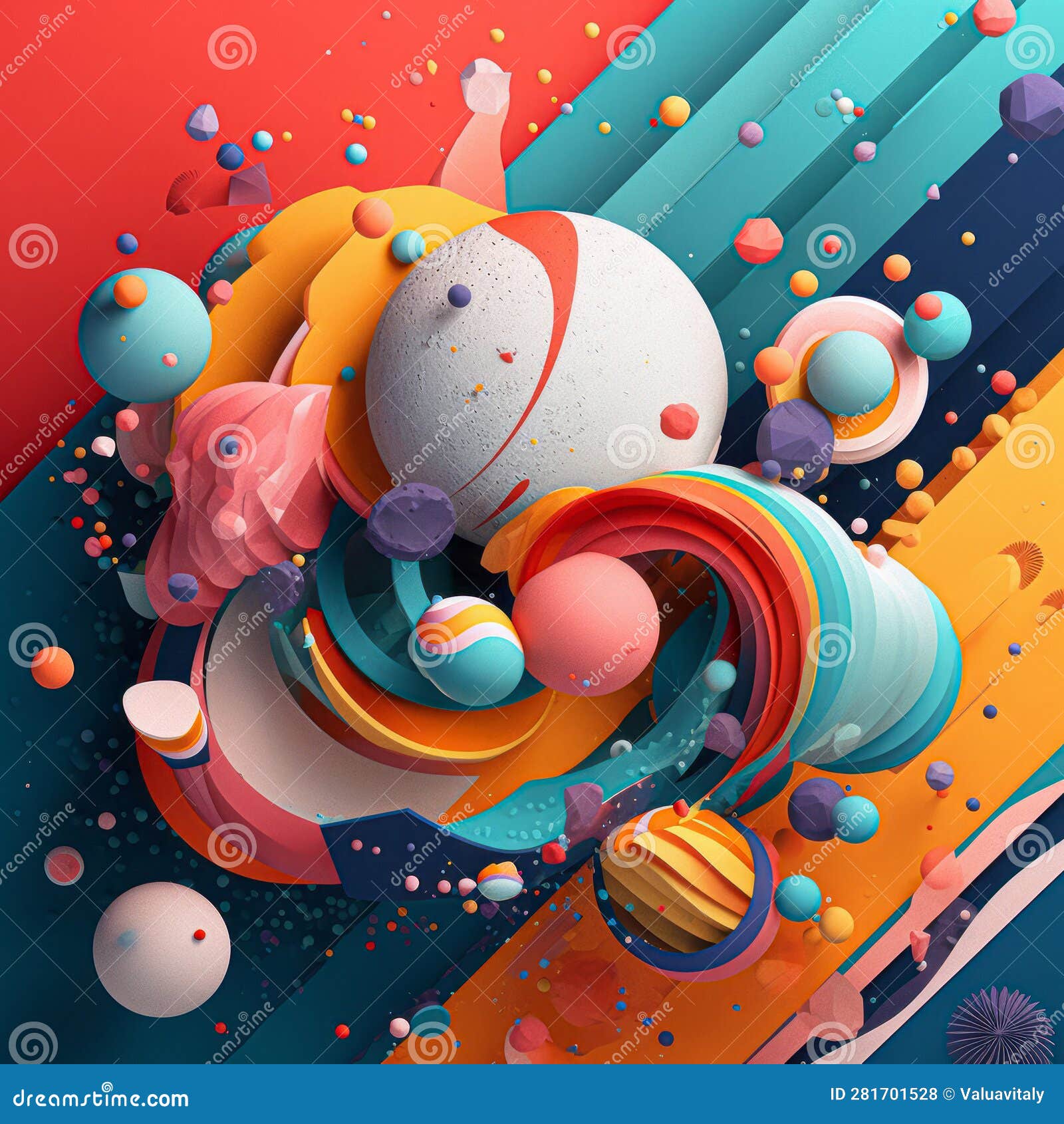 Abstract 3d Illustration of Colorful Geometric Composition with Circles ...