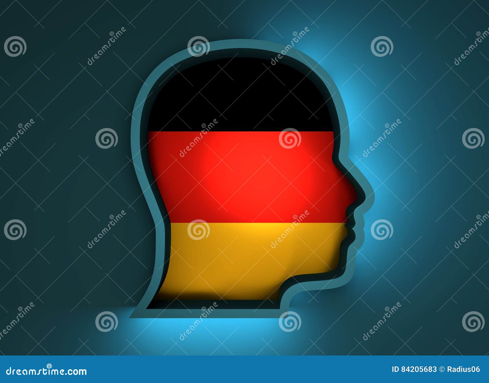Abstract 3d Illustration of Head Silhouette with Germany Flag Stock ...