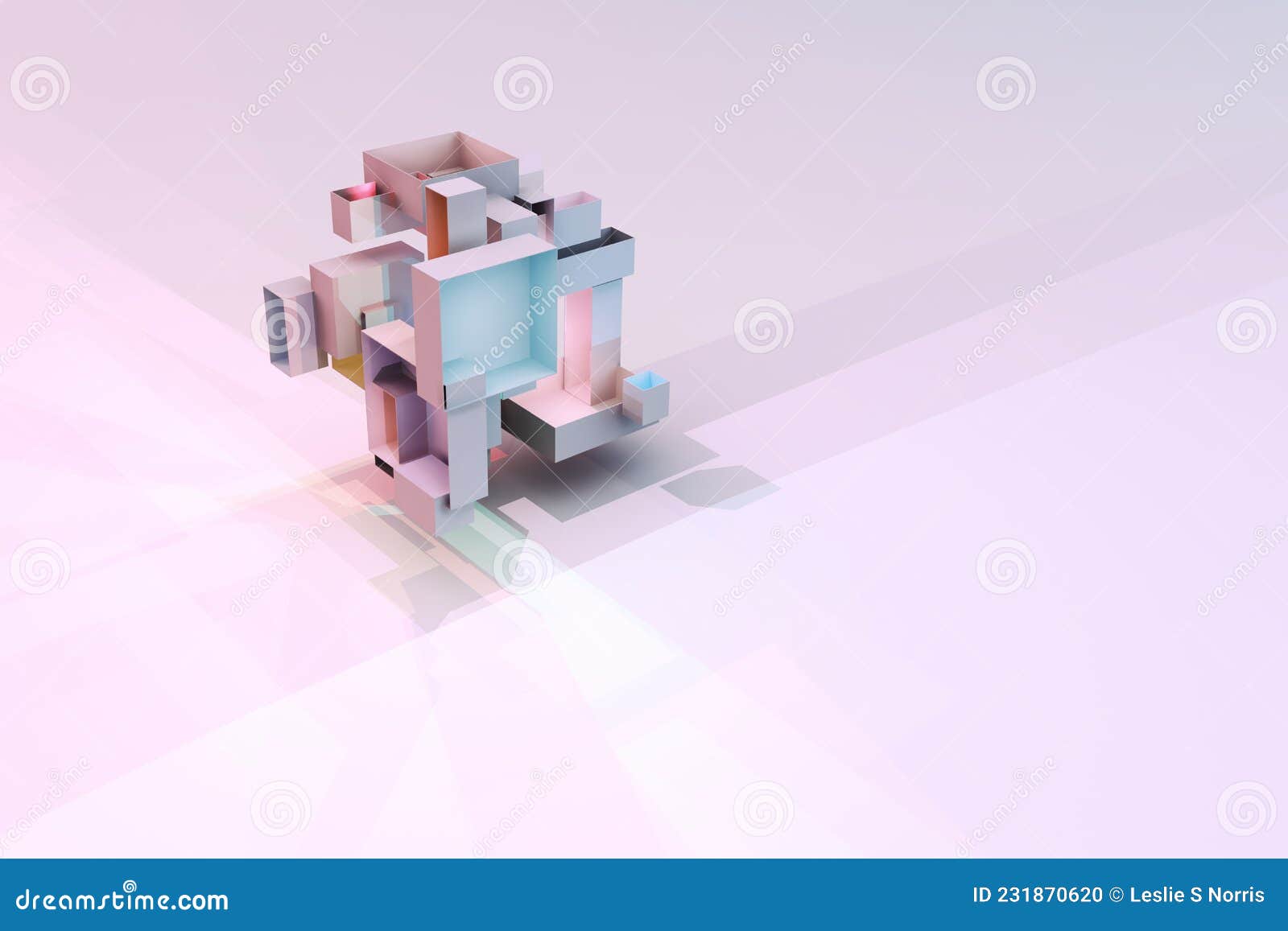 Abstract 3D Illustration of a Jumble of Open Boxes with Multi Colored ...