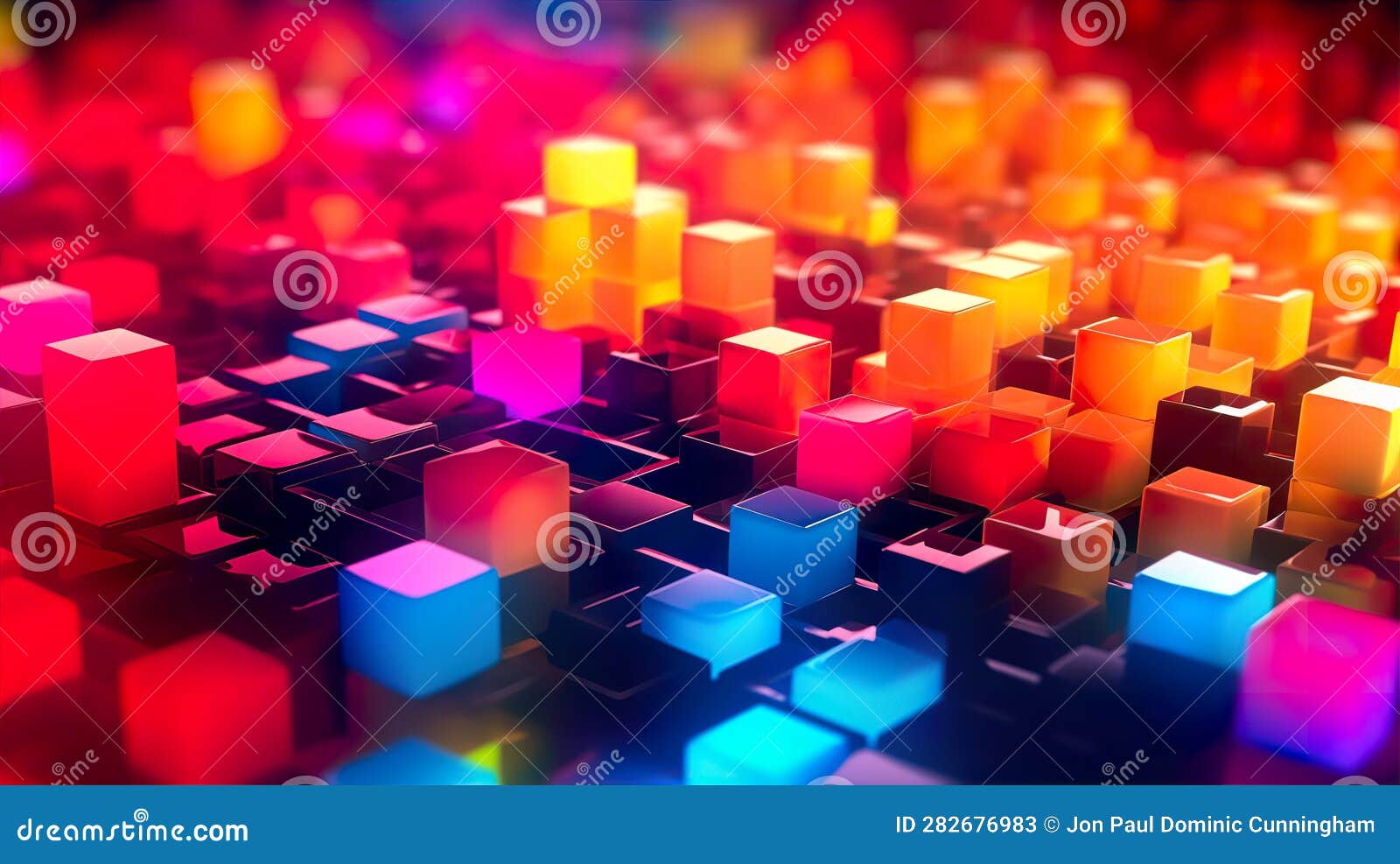 Abstract 3D Illustration of Multi Coloured Colourful Cubes, Data ...