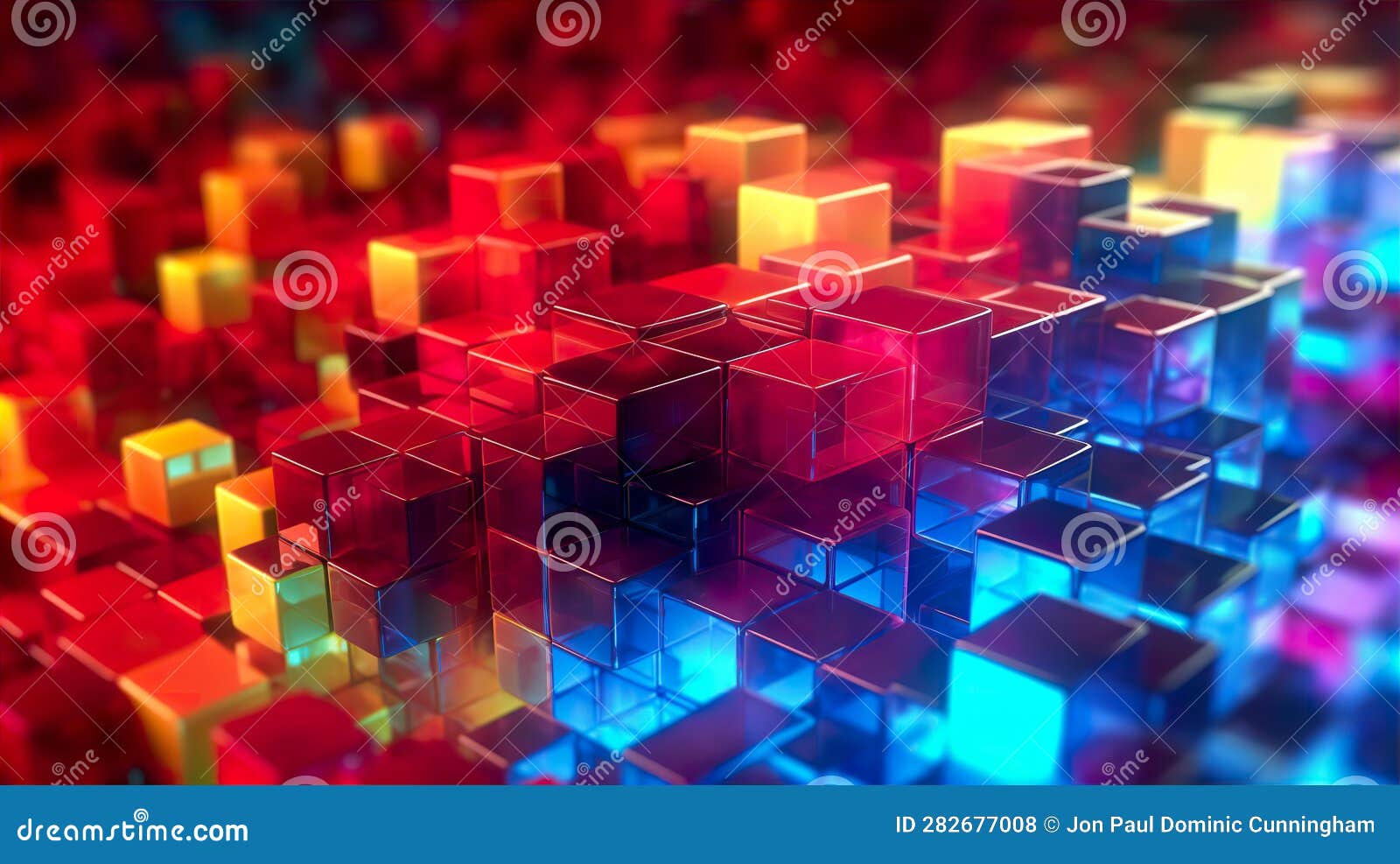 Abstract 3D Illustration of Multi Coloured Colourful Cubes, Data ...