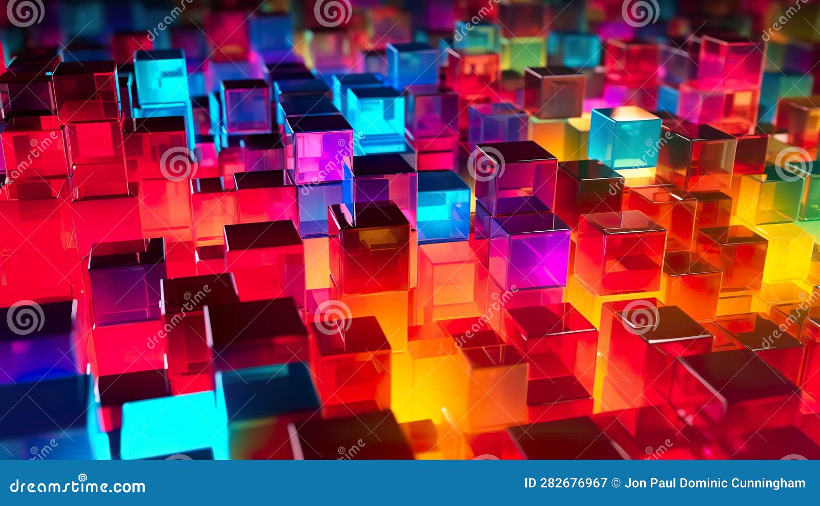 Abstract 3D Illustration of Multi Coloured Colourful Cubes, Data ...