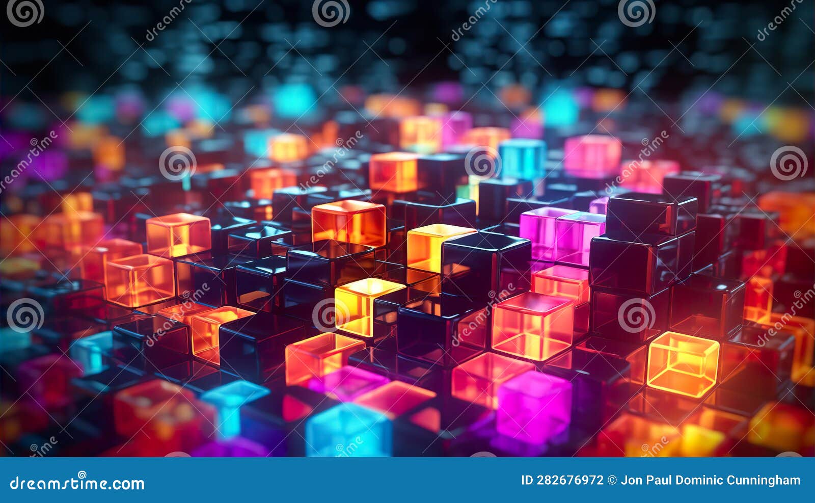 Abstract 3D Illustration of Multi Coloured Colourful Cubes, Data ...