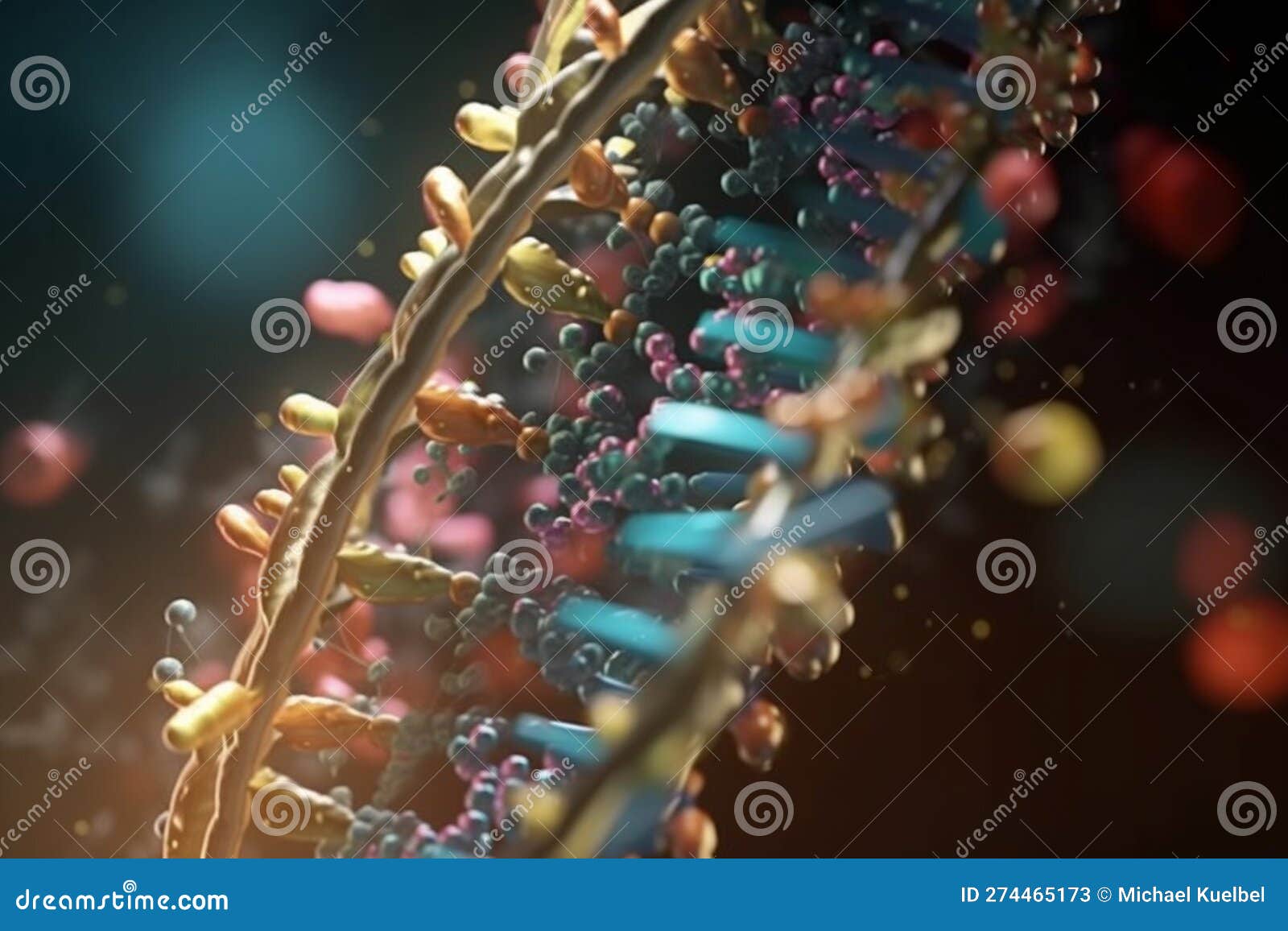 Abstract 3D Illustration Of Protein Biosynthesis Process In Microscopic ...