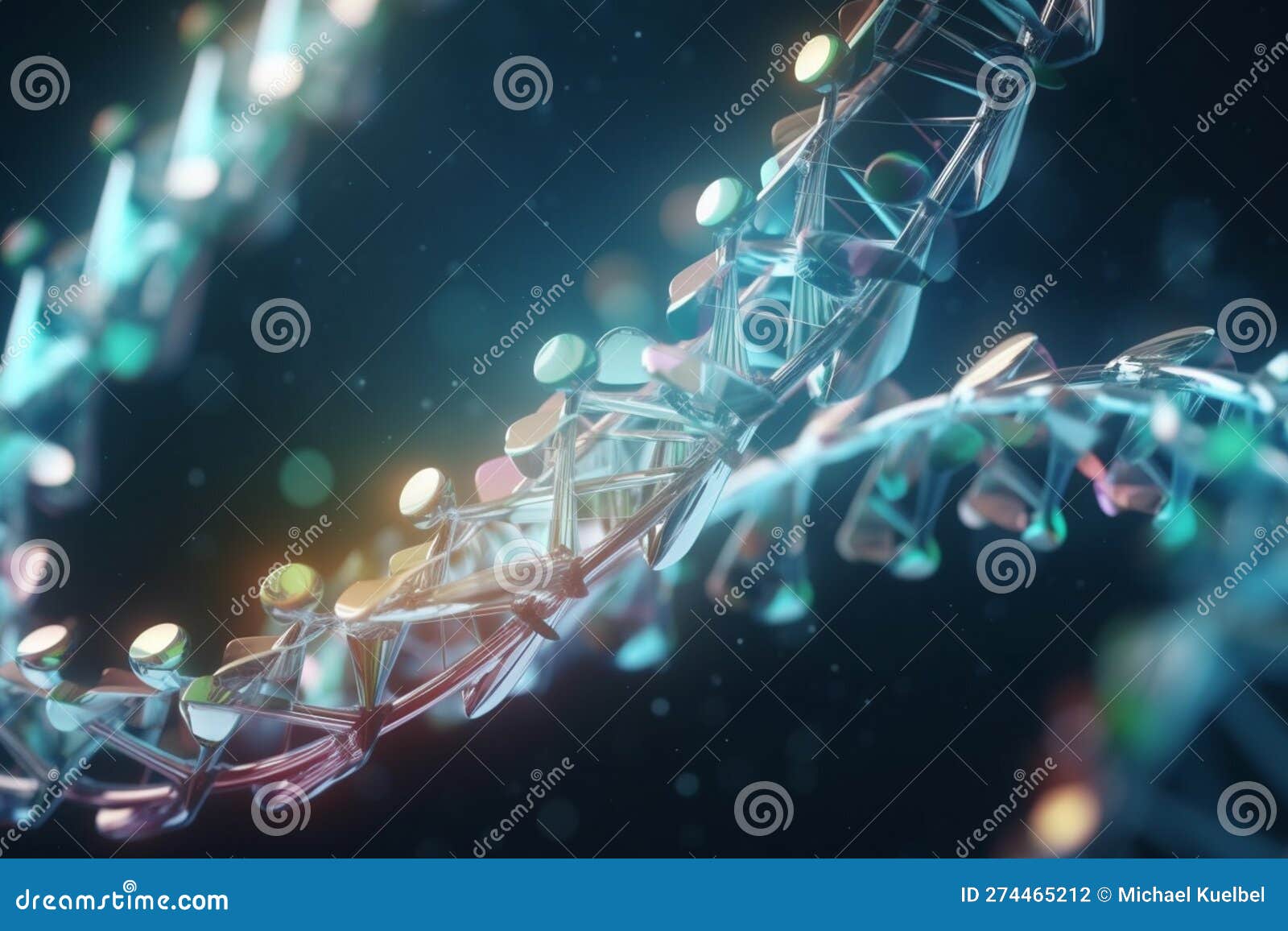 Abstract 3D Illustration of Protein Biosynthesis Process in Microscopic ...