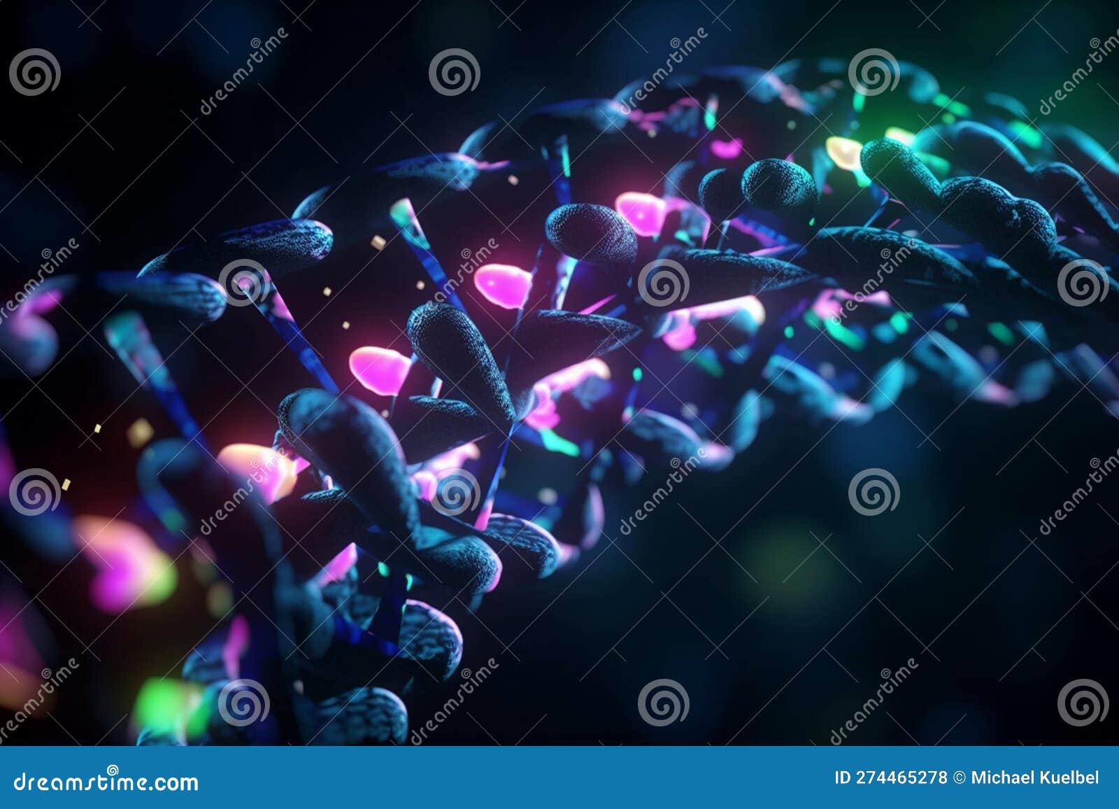 Abstract 3D Illustration Of Protein Biosynthesis Process In Microscopic ...