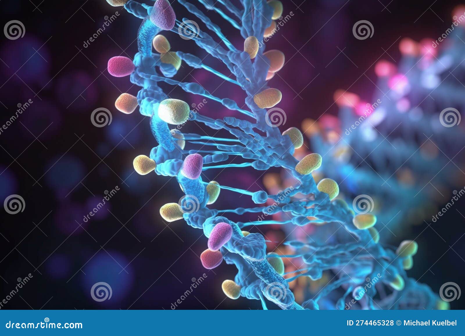 Abstract 3D Illustration Of Protein Biosynthesis Process In Microscopic ...