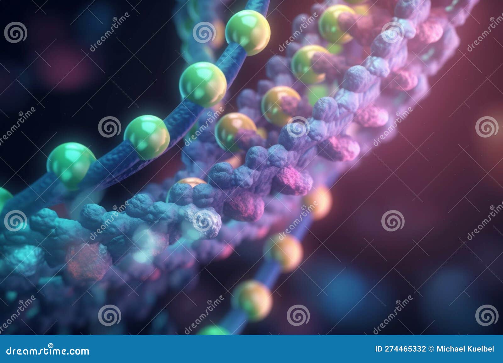 Abstract 3D Illustration Of Protein Biosynthesis Process In Microscopic ...