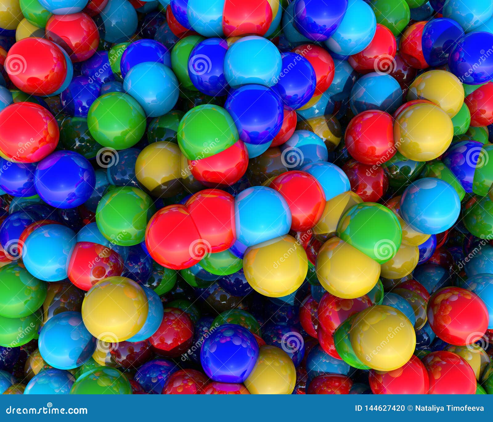 Abstract 3D Illustration of Rendered Colored Geometric Balls in the ...