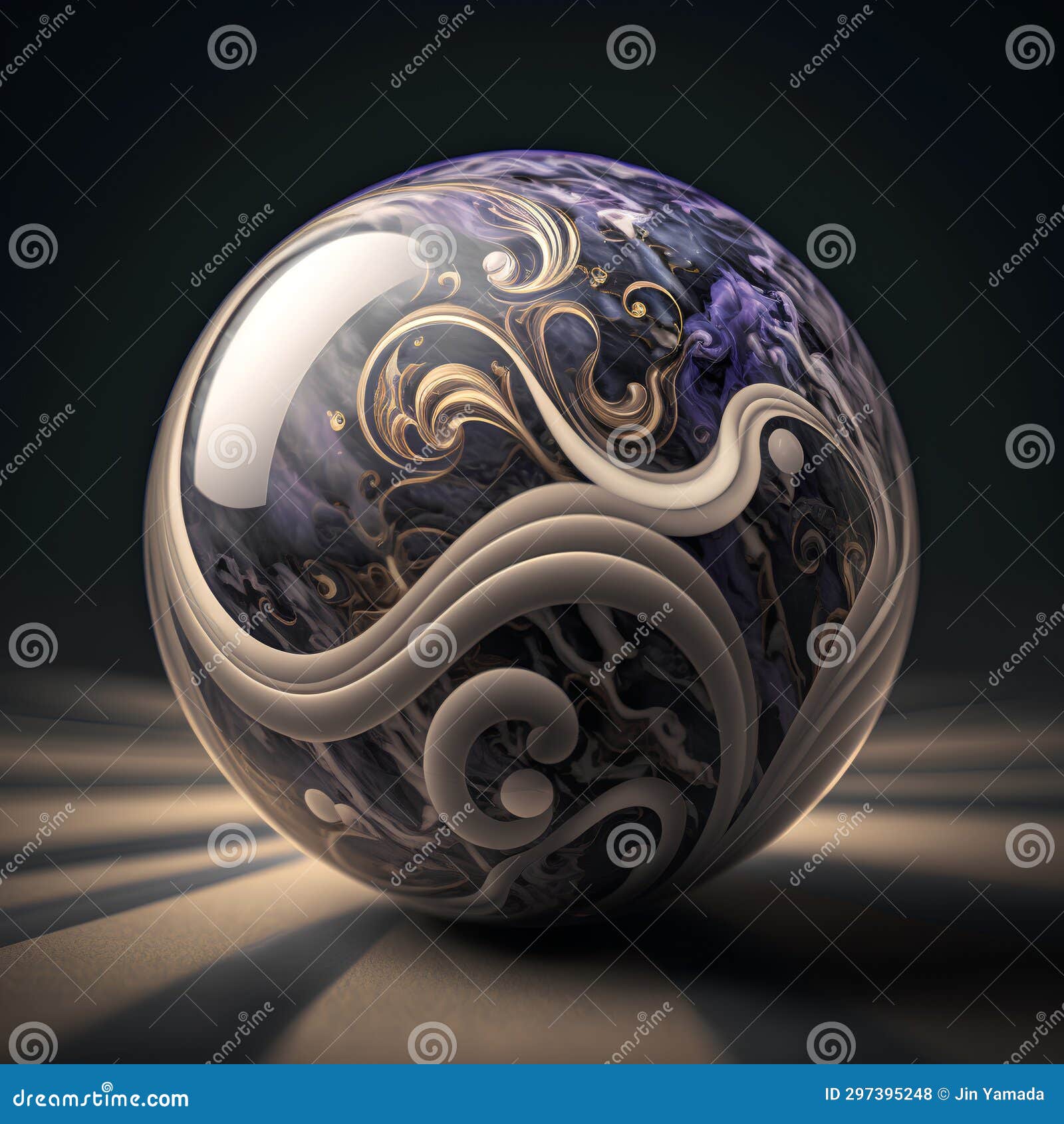 Abstract 3d Illustration of a Sphere with an Abstract Pattern on a Dark ...