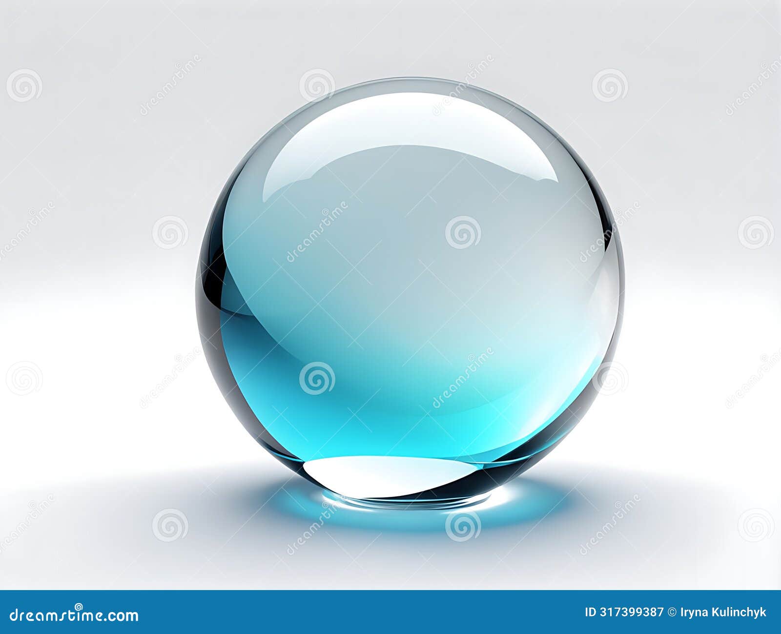 Abstract 3D Illustration of a Transparent Bubble of Blue Color on a ...