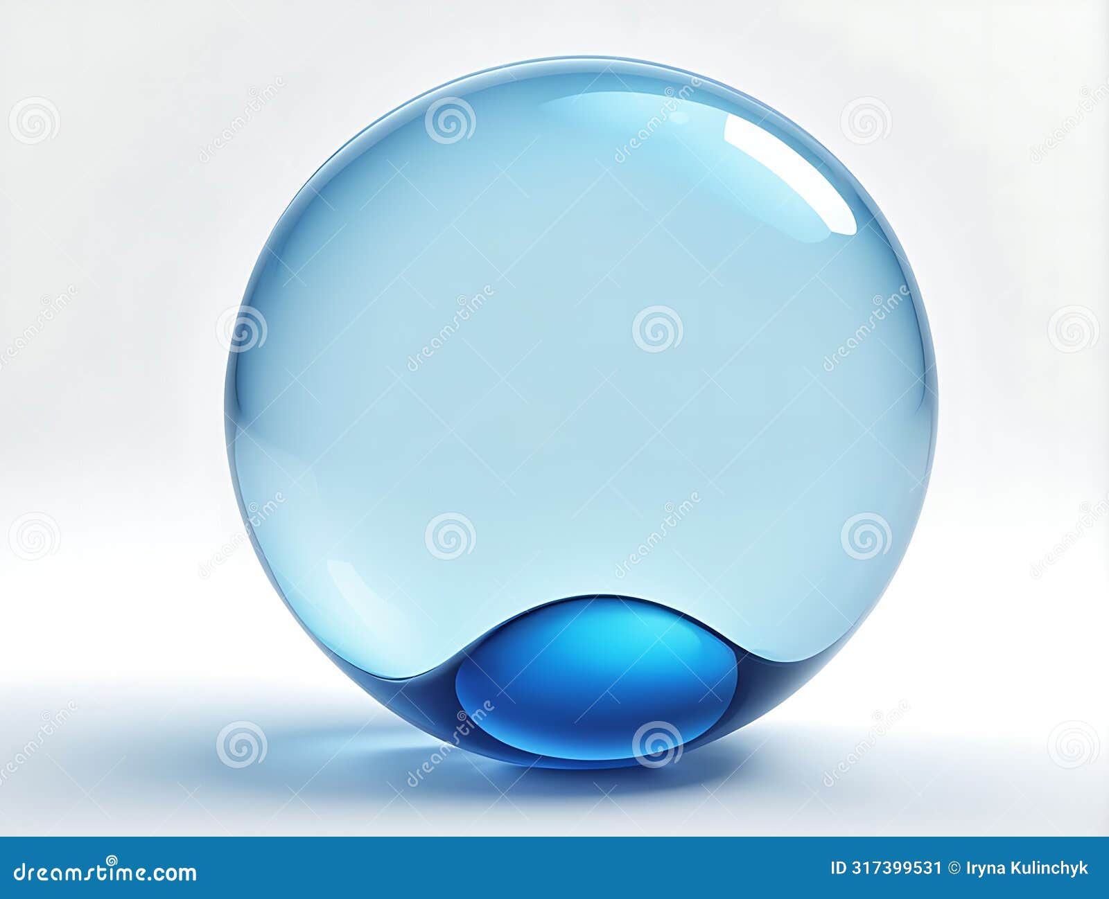 Abstract 3D Illustration of a Transparent Bubble of Blue Color on a ...