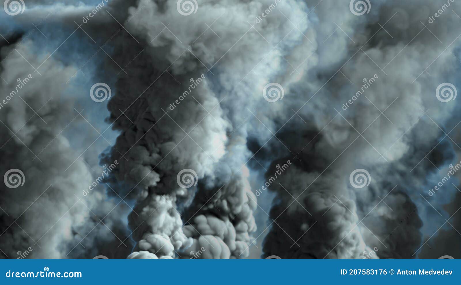 Abstract 3D Illustration - Vivid Background of Dense Smoke, Carbon ...