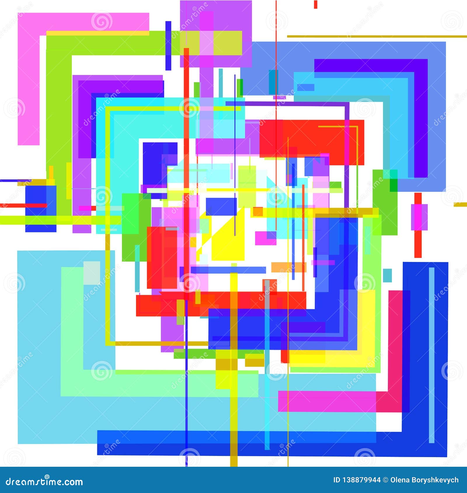 The Abstract 3D Image of Colored Squares on a White Background. Stock ...
