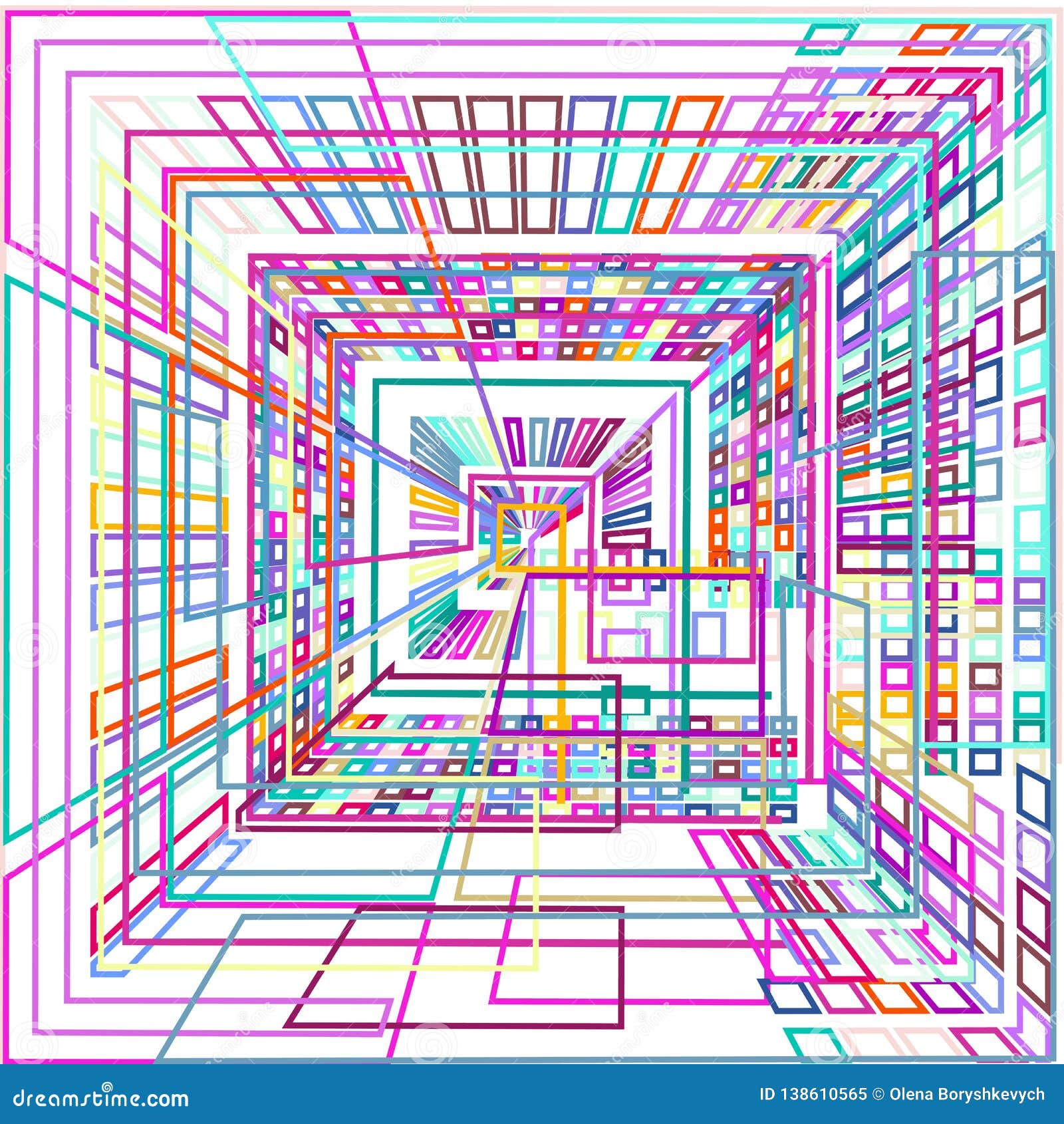 The Abstract 3D Image of Colored Squares on a White Background. Stock ...