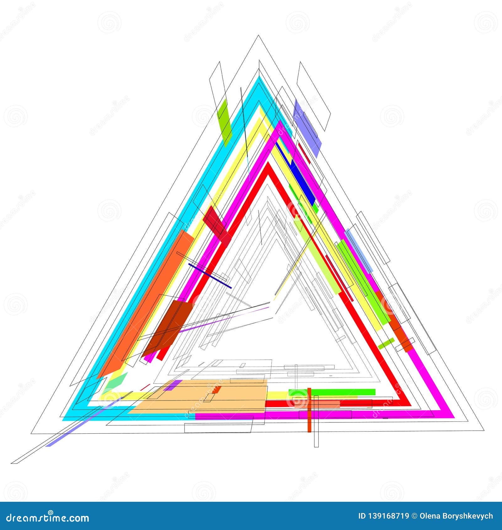 The Abstract 3D Image of Colored Triangle on a White Background. Stock ...