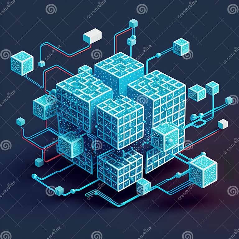 Abstract 3d Isometric Cube on Blue Background. Vector Illustration ...