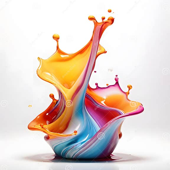 Abstract 3d Liquid Splash with a White Background Stock Illustration ...