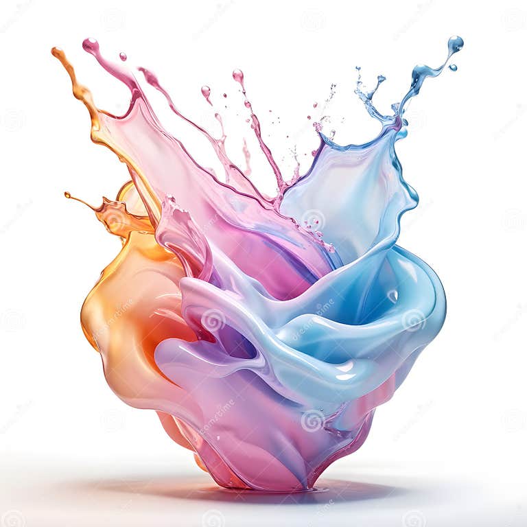 Abstract 3d Liquid Splash with a White Background Stock Illustration ...