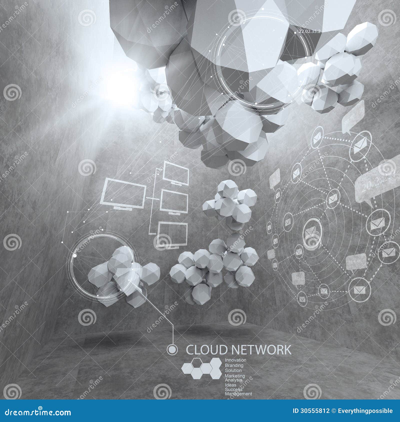 Abstract 3d Low Polygon Design for Cloud Networking Computer Stock ...