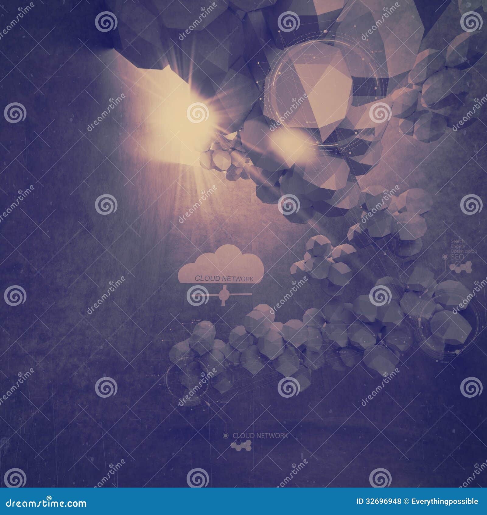 Abstract 3d Low Polygon Design for Cloud Networking Computer Stock ...