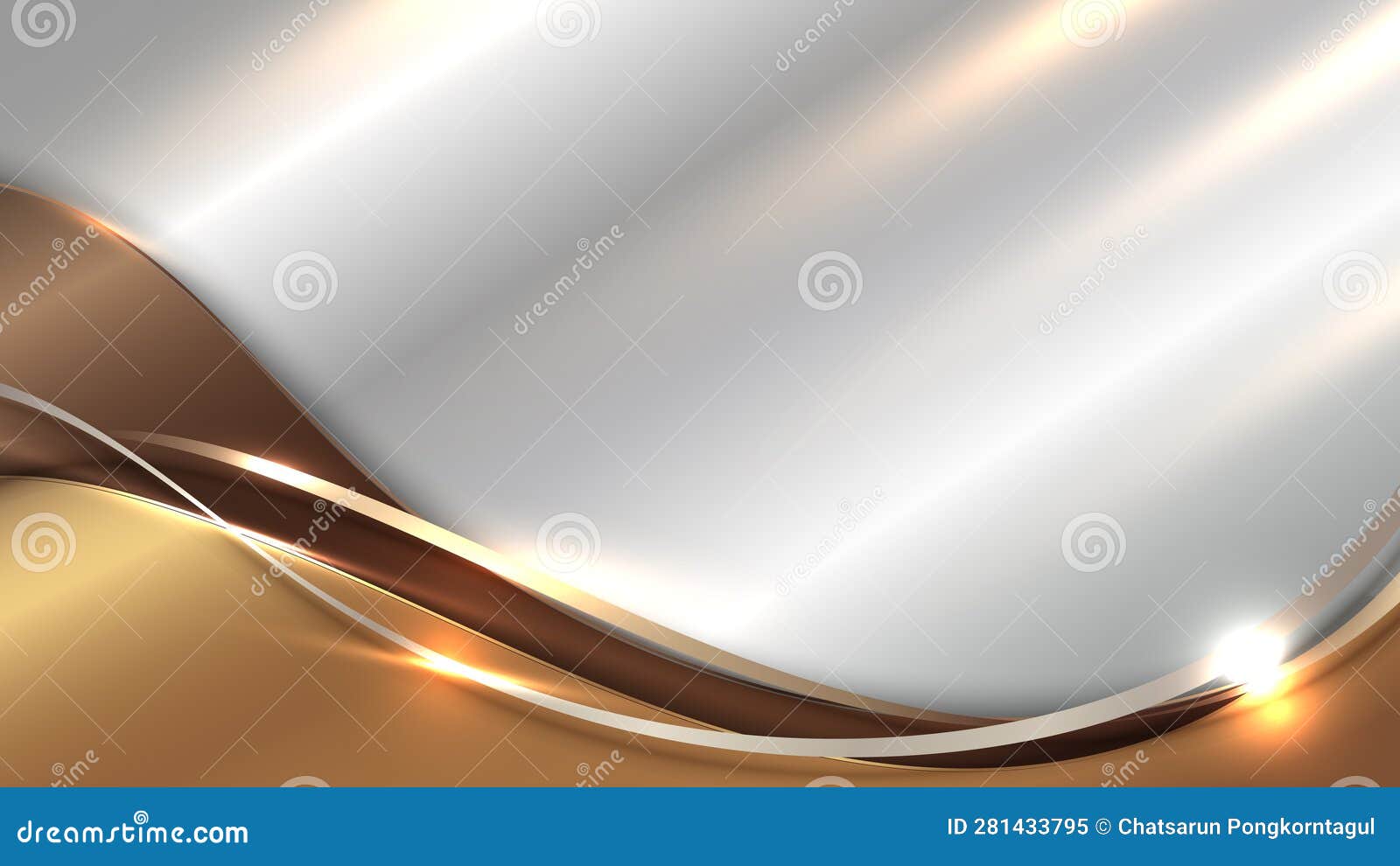 Abstract 3D Luxury Golden Wave Form Ribbon Lines Elements with Glowing ...