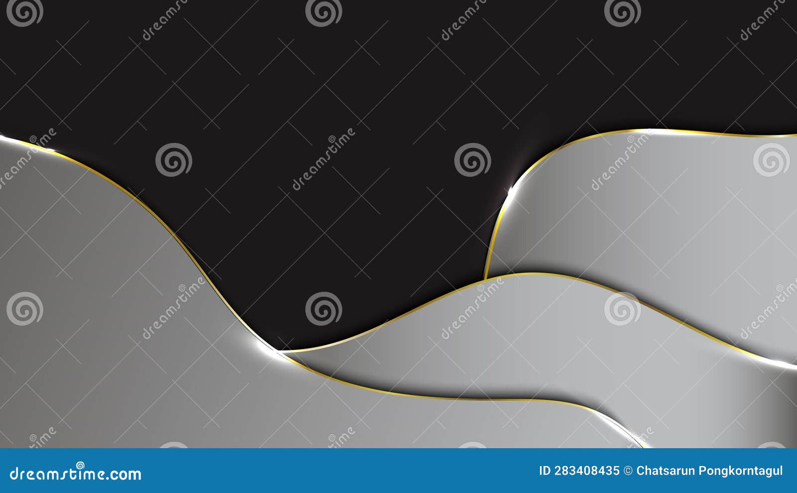 Abstract 3D Luxury Silver Wave Lines Elements with Glowing Light Effect ...