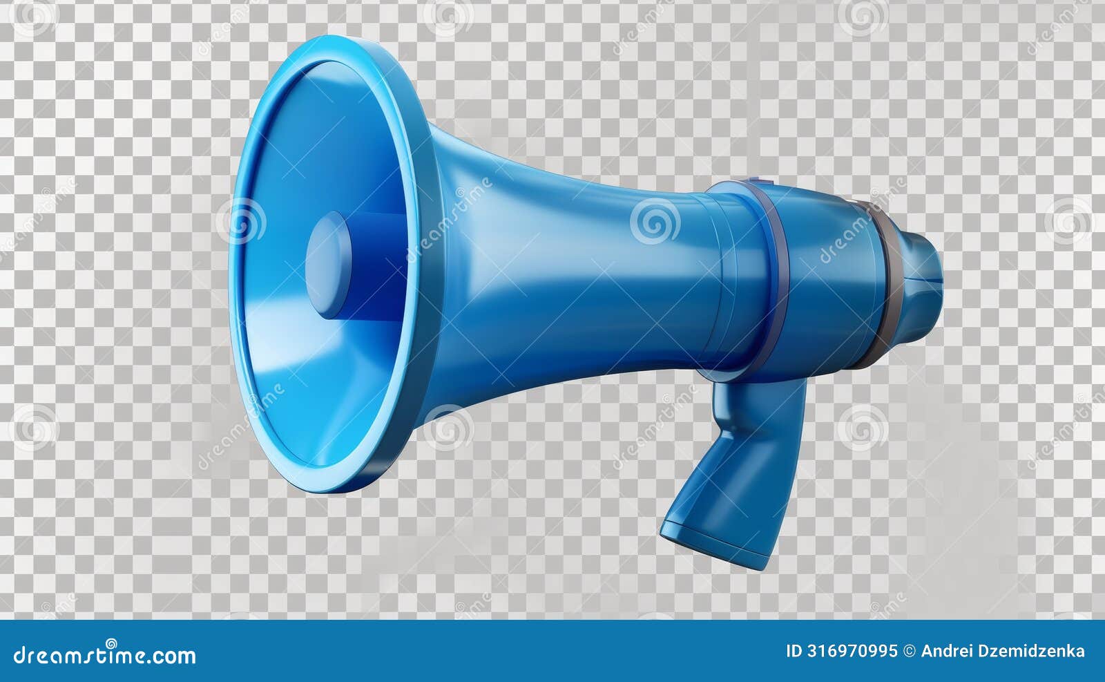 An Abstract 3D Megaphone or Loudspeaker Render Element. a Modern Blue ...