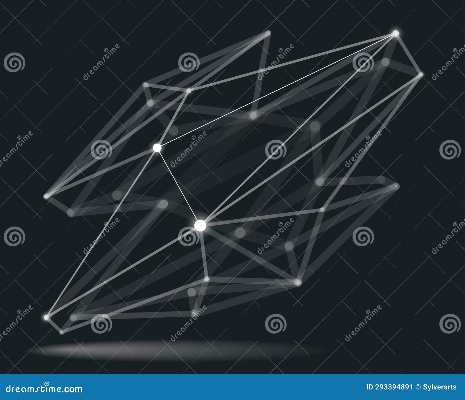 Abstract 3D Mesh Shape Vector Illustration, Dots Connected with Lines ...