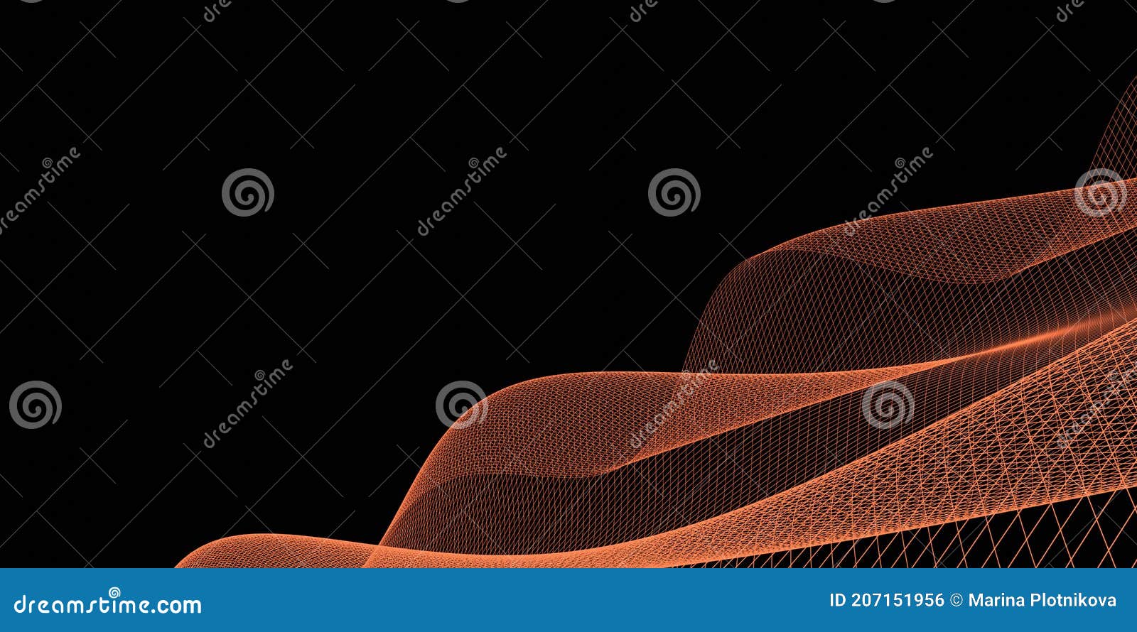 Abstract 3d Mesh Wave Background. Futuristic Technology Style. Elegant ...