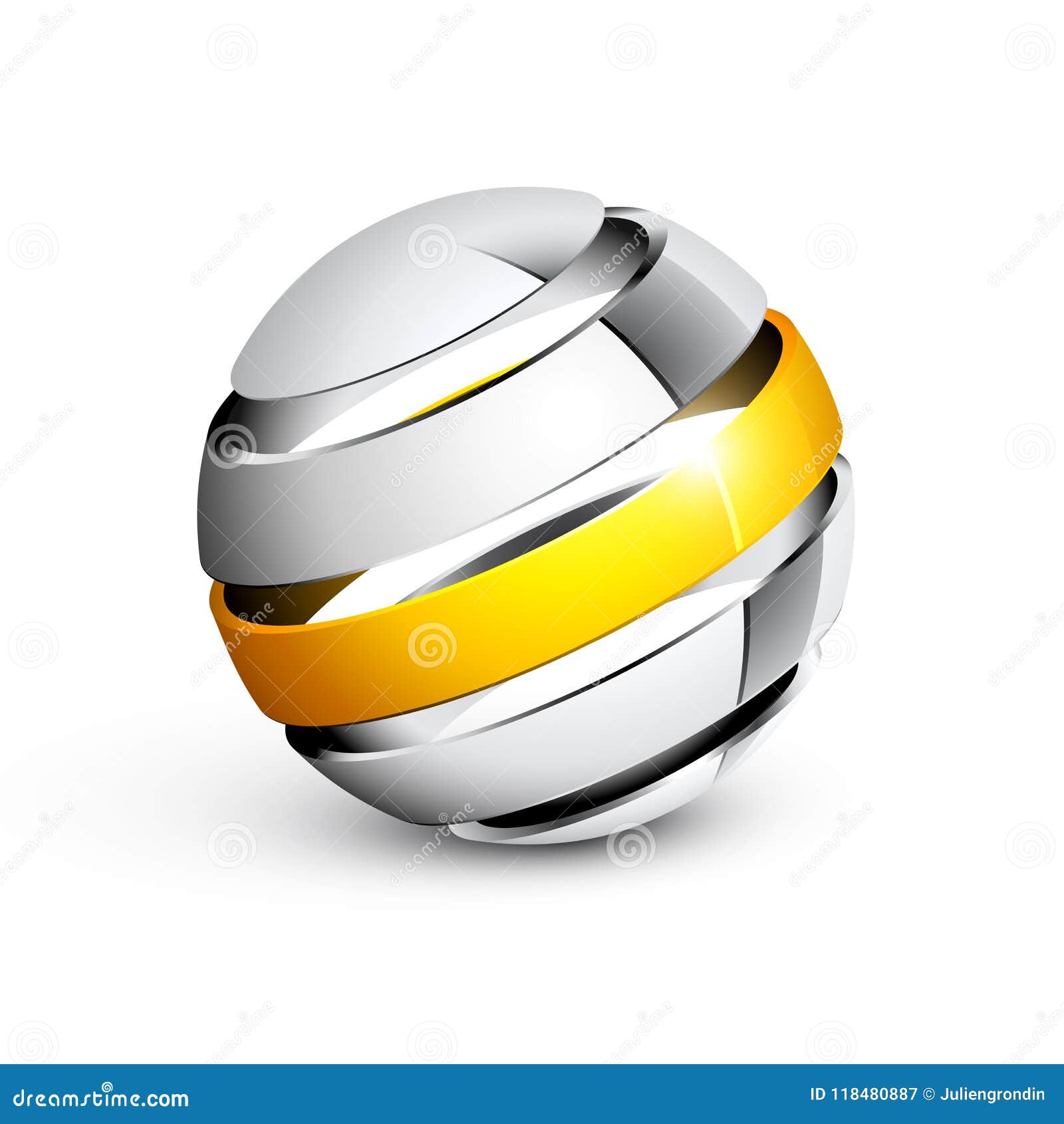 Abstract 3D Metallic Sphere Stock Illustration - Illustration of circle ...