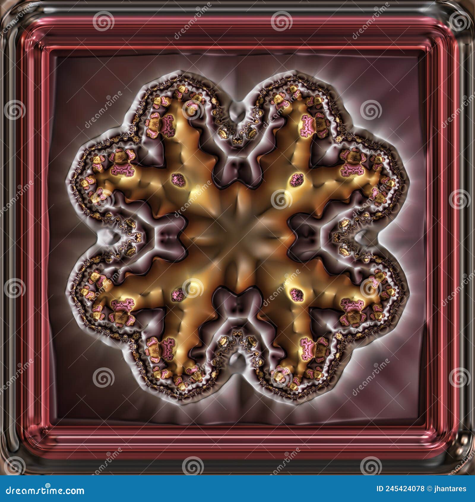 3d Metallic Surface Fractal Pattern Stock Illustration - Illustration ...