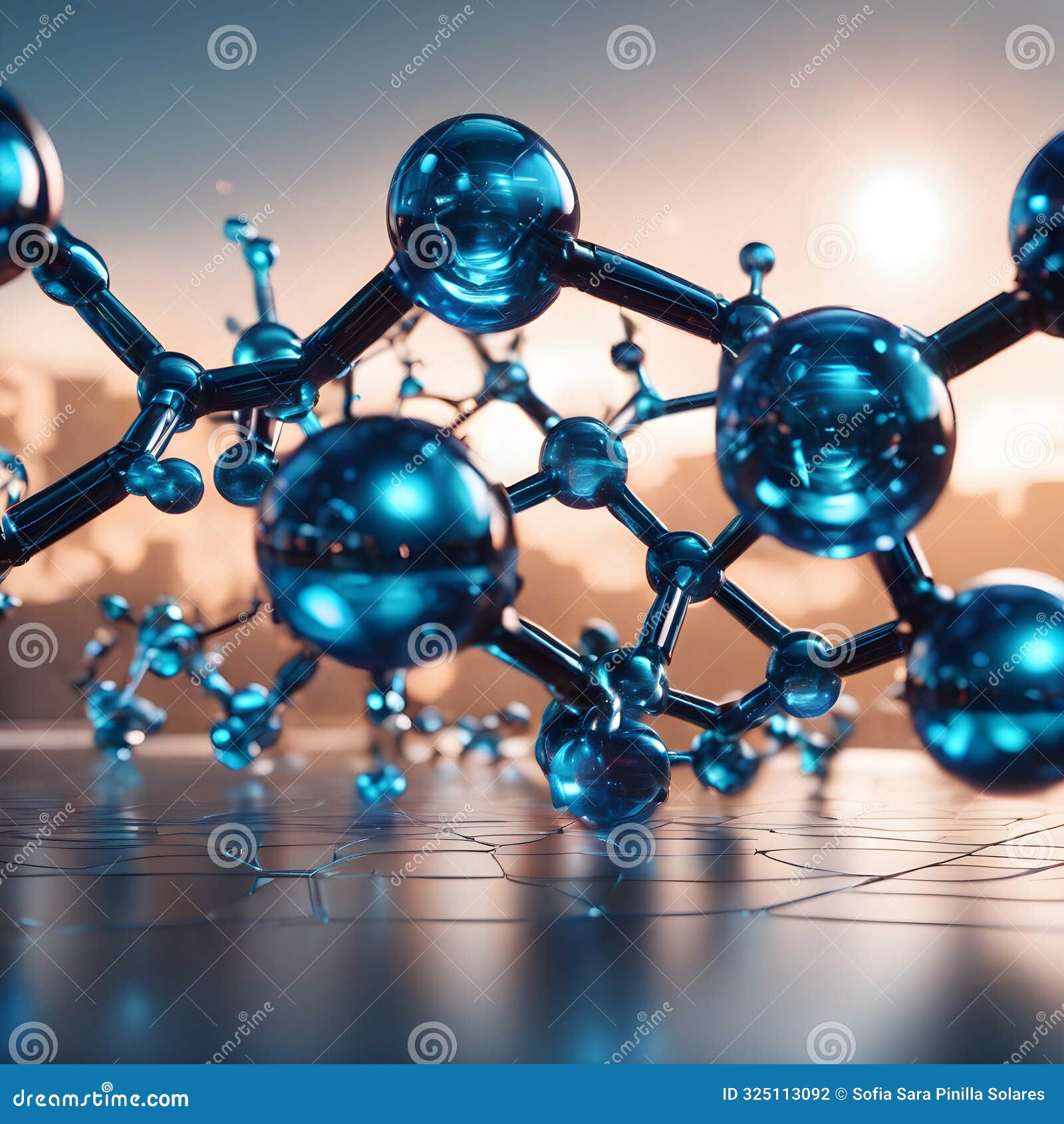 Abstract 3D Microscopic Image of Atoms with Electrons, Neutrons, and ...