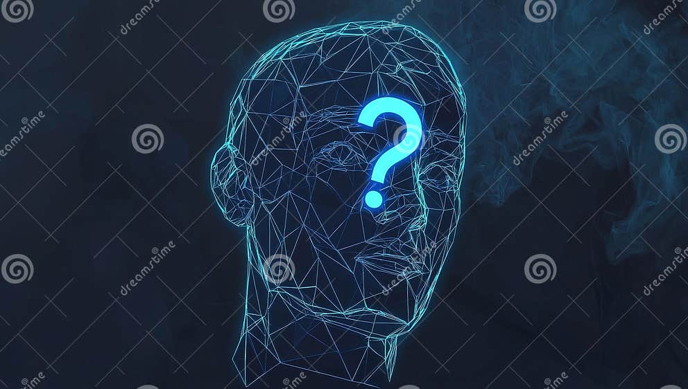 An Abstract 3D Modern Depiction of a Question Mark in a Human Head Icon ...