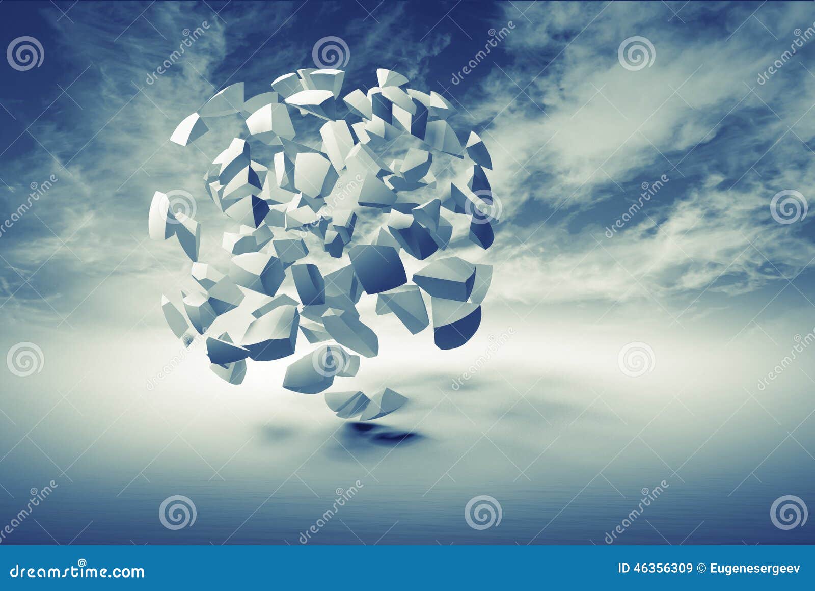 Abstract 3d Object, Cloud of Small Spherical Fragments Stock ...