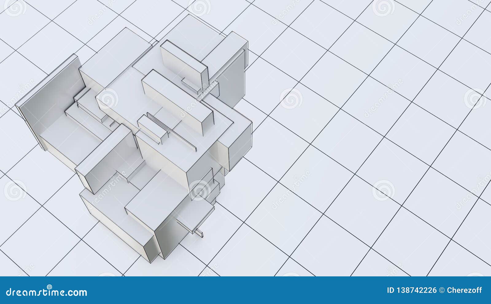 Abstract 3d Object Consisting of Cubes. White Background Stock ...