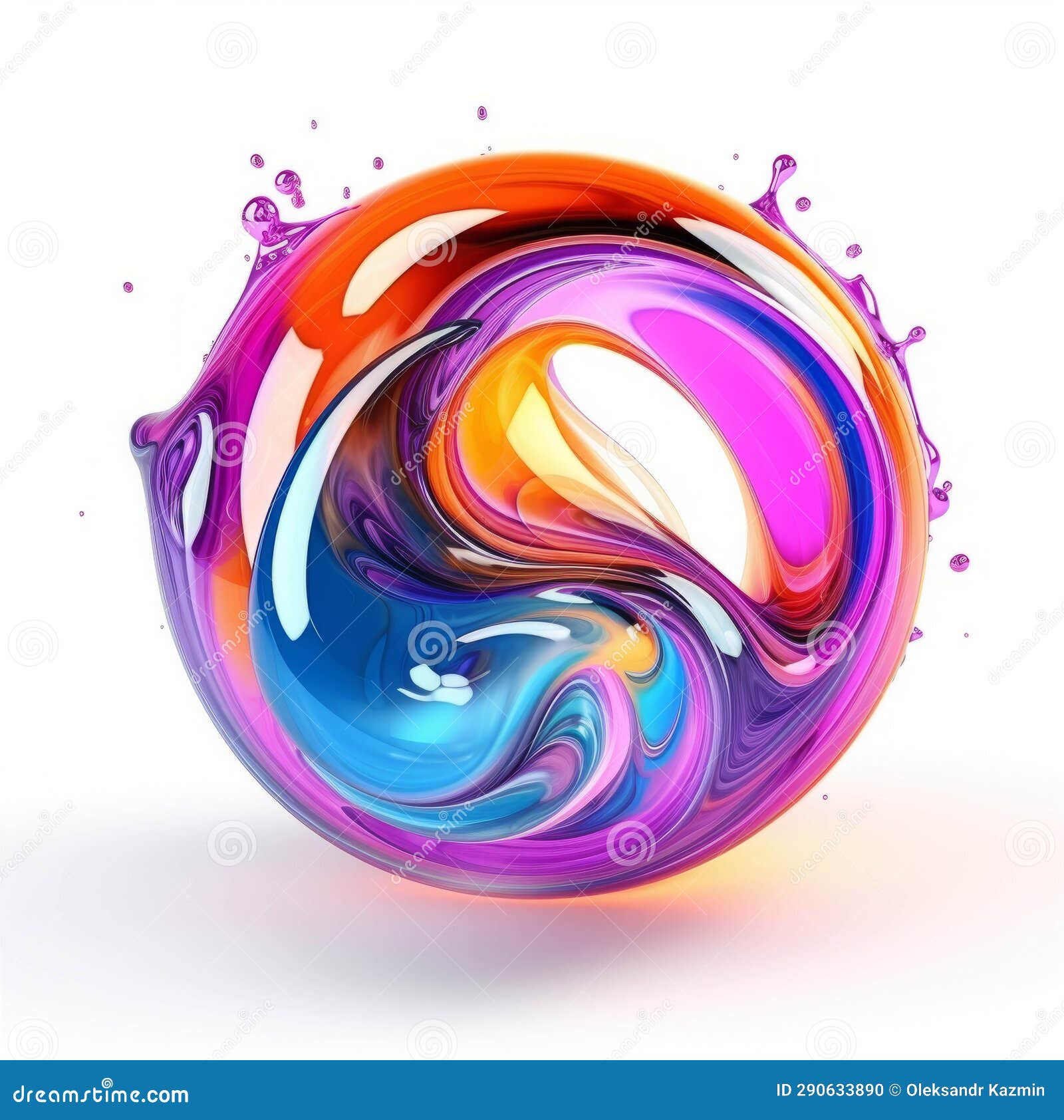 Abstract 3d Object in Round Shape Liquids with Highlights Stock ...