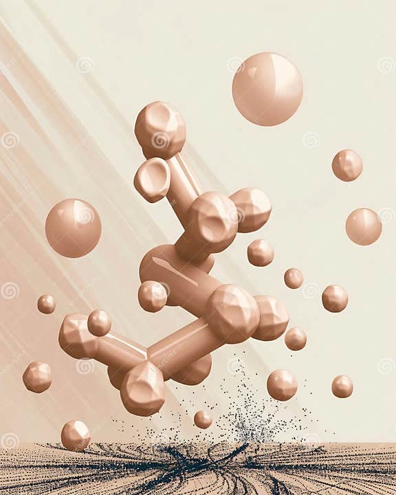 Abstract 3d Objects Floating and Connecting Over Beige Background Stock ...