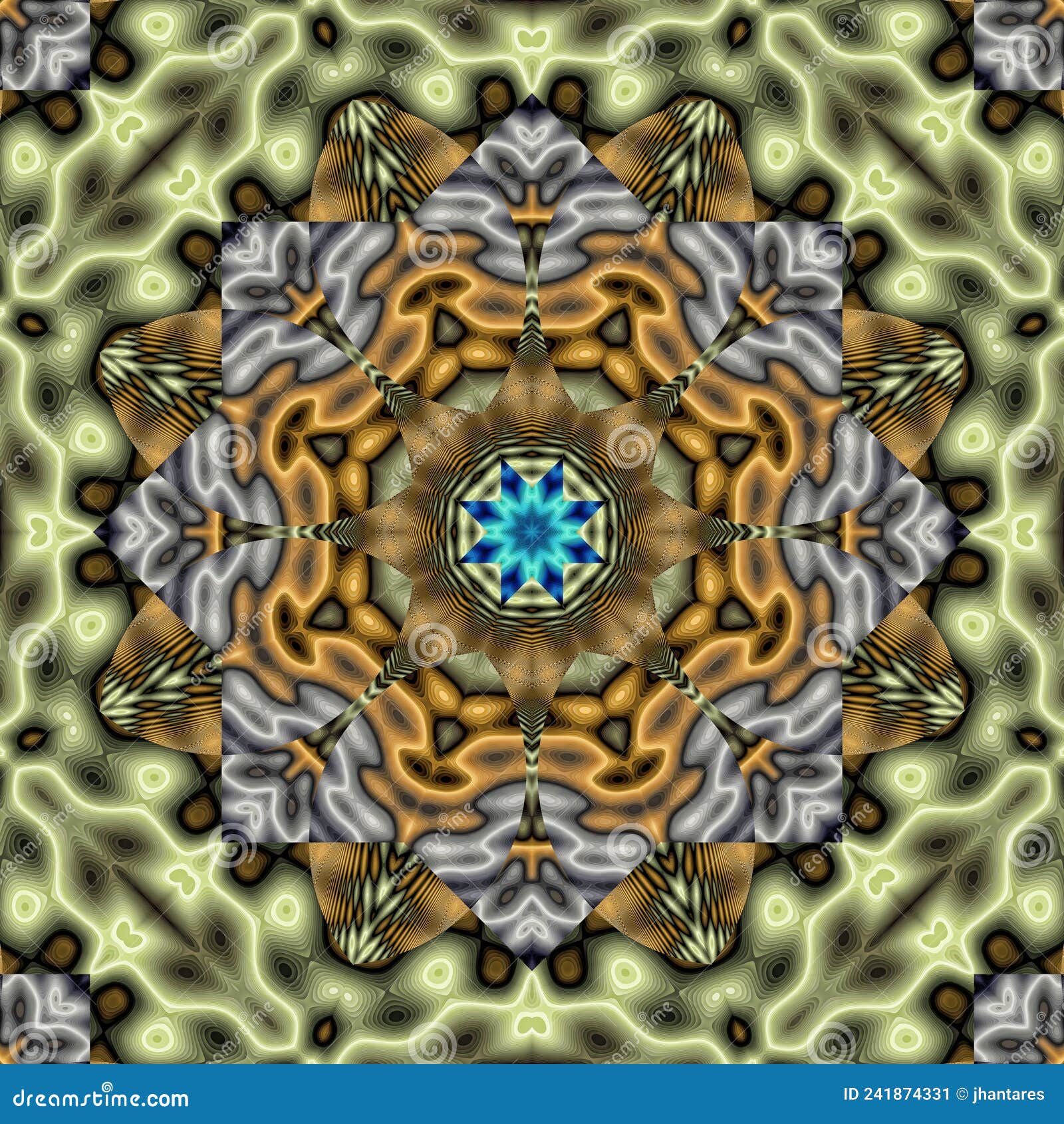 3d Octagonal Geometric Fractal Pattern Stock Illustration ...