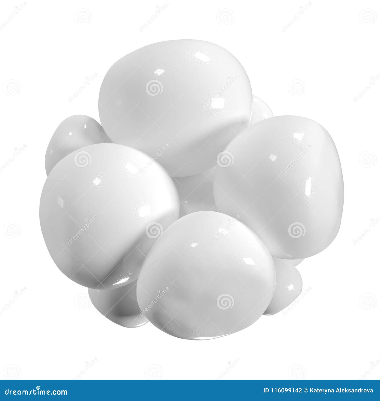 Abstract 3d Organic Shape. Soft White Balls with Light Reflections ...